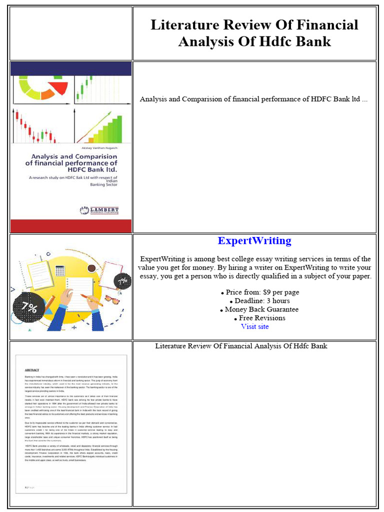 Literature Review of Financial Analysis of HDFC Bank | PDF | Computer ...