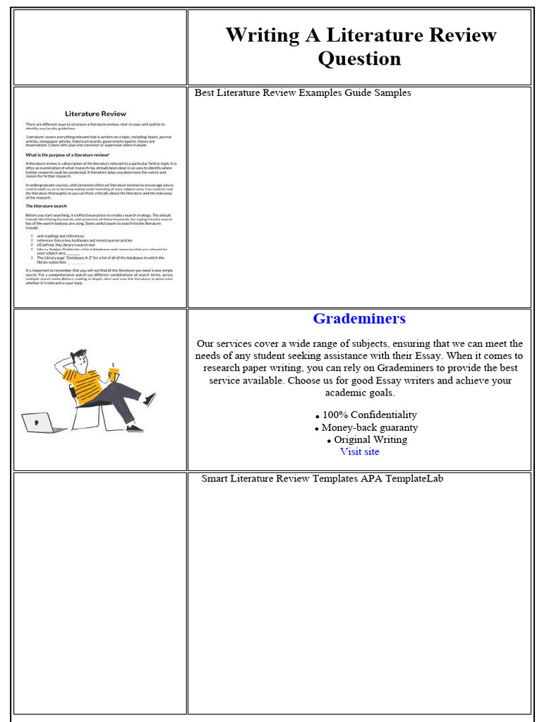 Writing A Literature Review Question | PDF | Essays | Expert