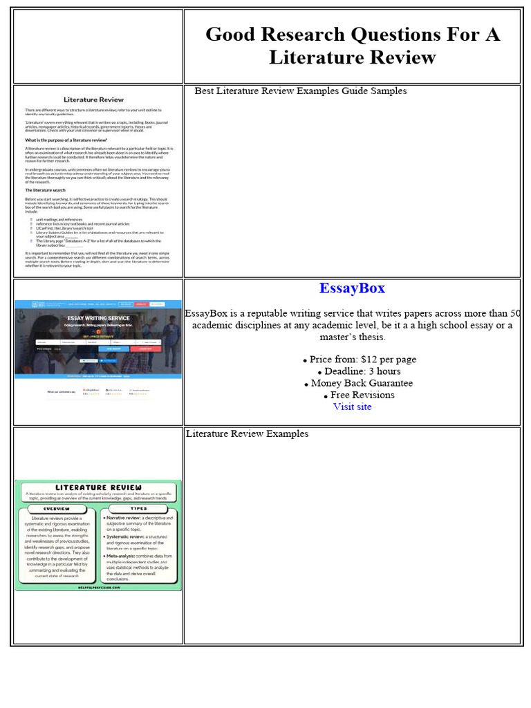 Effective Research Questions for Literature Reviews | PDF | Chi Squared Test | Internal Audit