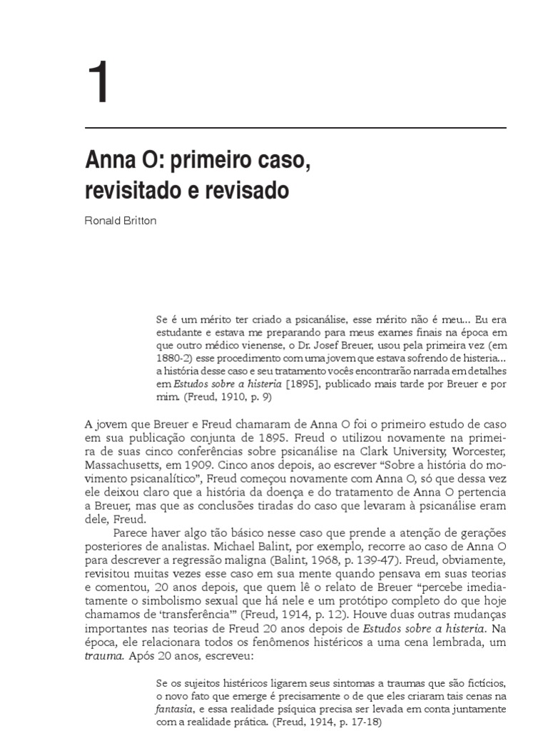 Revisão do Caso Anna O na Psicanálise | PDF | Sigmund Freud | Histeria
