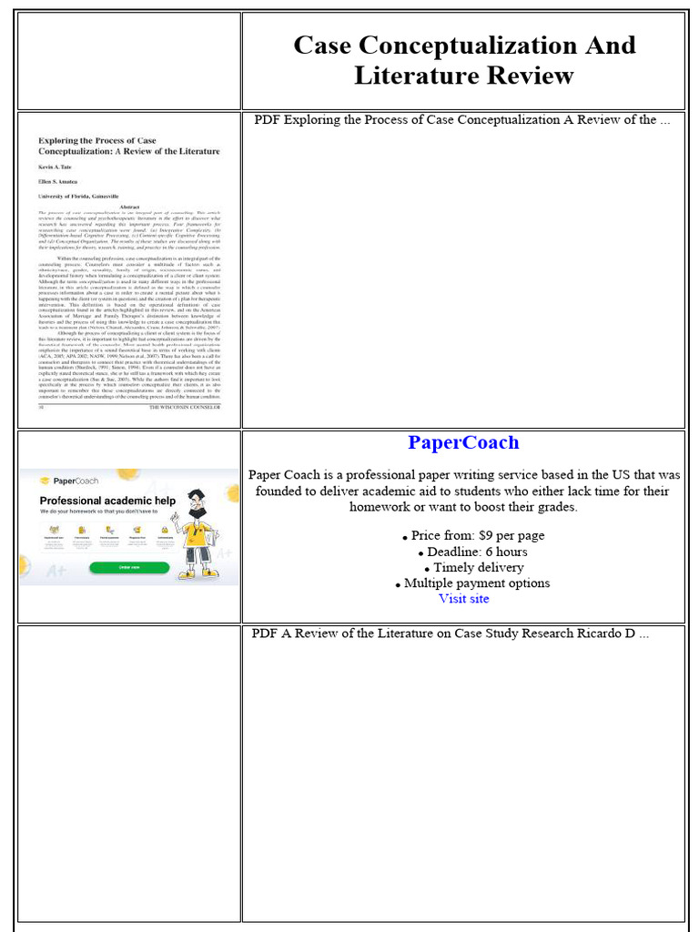 Case Conceptualization Literature Review Guide | PDF | Systematic ...