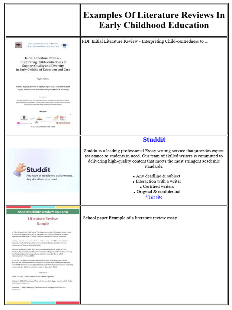 Literature Review in Early Education | PDF | Antisocial Personality ...