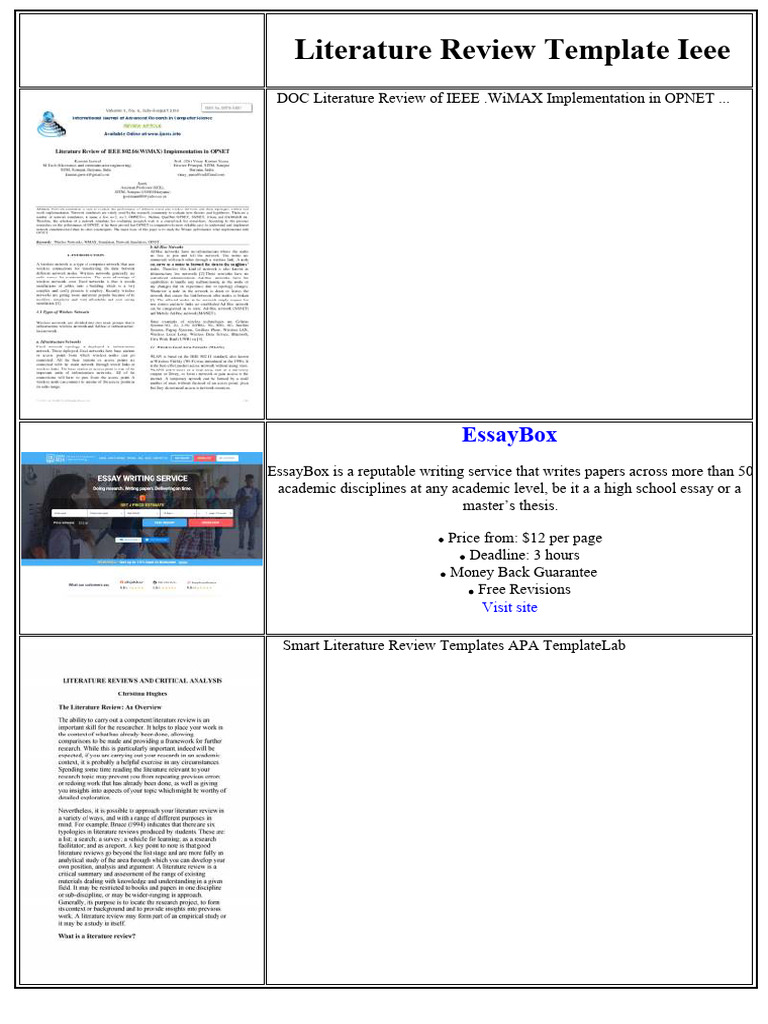 IEEE Literature Review Template Guide | PDF | Systematic Review | Essays