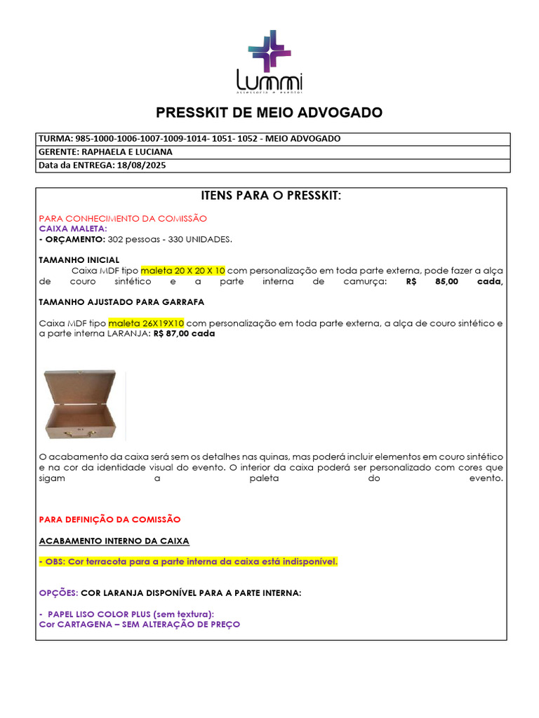 Presskit Personalizado para Evento Jurídico | PDF