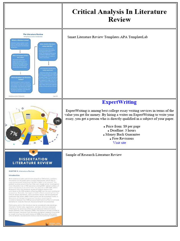 Critical Analysis of Literature Reviews | PDF | Essays | Thesis