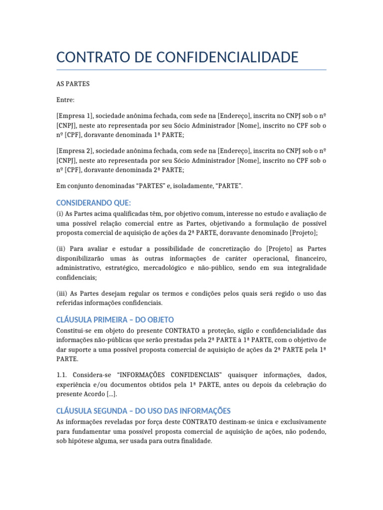 Contrato de Confidencialidade NDA | PDF | Justiça | Crime e Violência