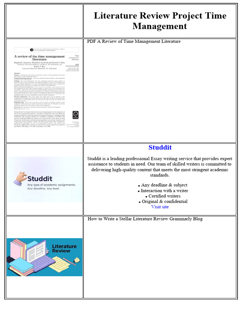 Literature Review Project Time Management | PDF | Milk | Essays
