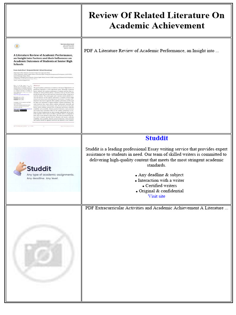 Literature Review on Academic Achievement | PDF | Systematic Review ...