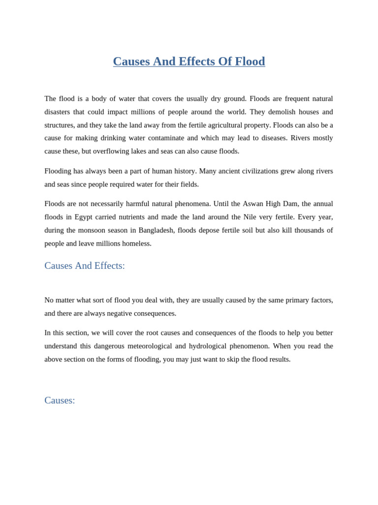Causes and Effects of Flooding Explained | PDF | Flood | River