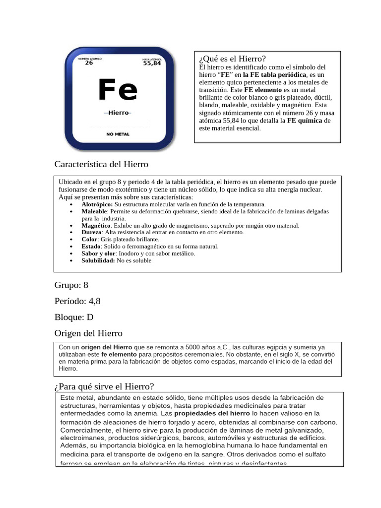 Elemento Hierro Lescano | PDF | Hierro | Elementos químicos