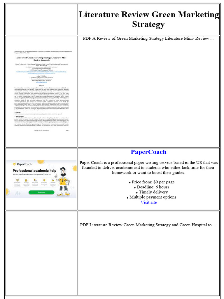 Green Marketing Strategy Literature Review | PDF | Innovation | Essays
