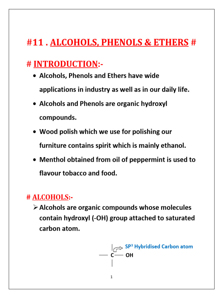 Alcohols, Phenols & Ethers 2020 | PDF | Ester | Aldehyde