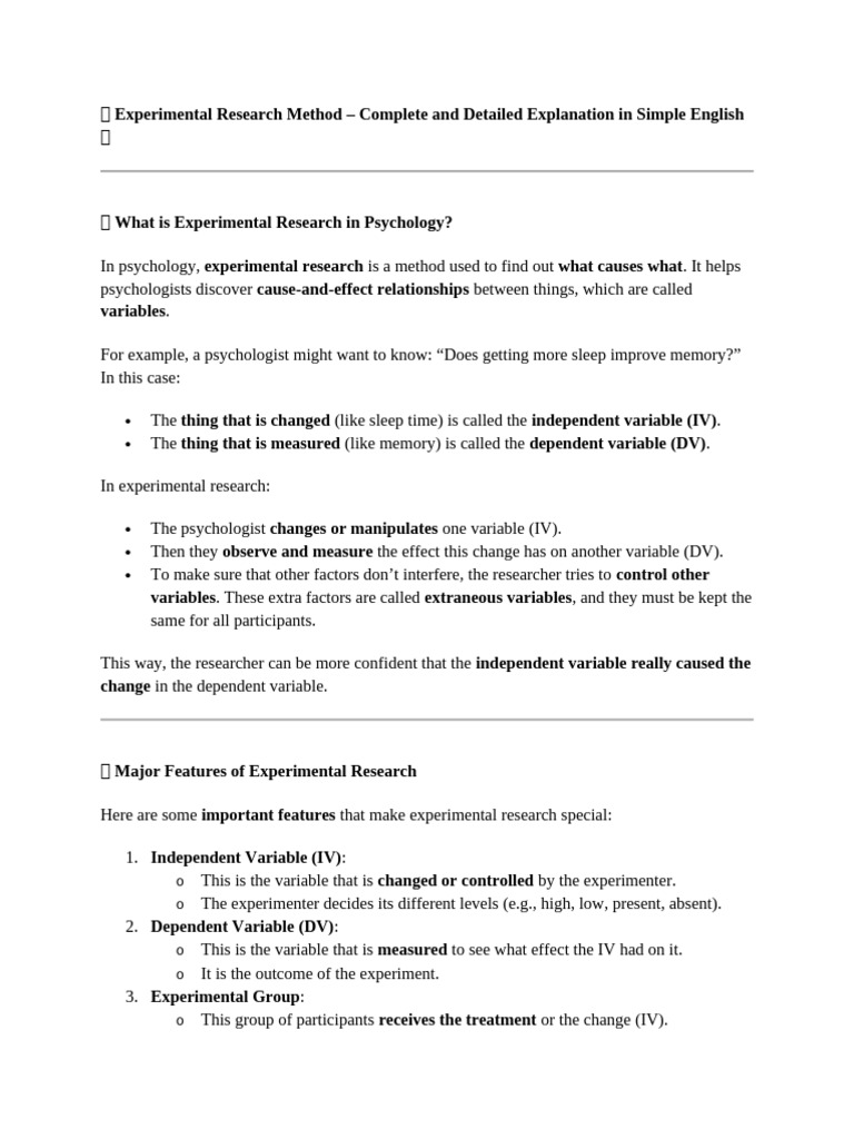 ? Experimental Research Method | PDF | Experiment | Dependent And ...