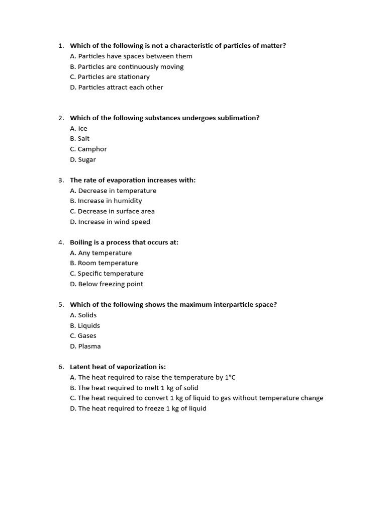 Matter Properties and Phase Changes Quiz | PDF