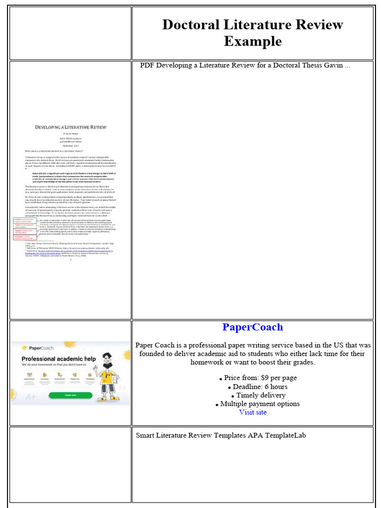 Doctoral Literature Review Example | PDF