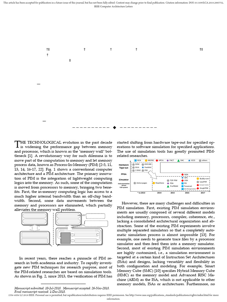 PIMSim - A Flexible and Detailed Processing-in-Memory Simulator (IEEE Computer Architecture ...