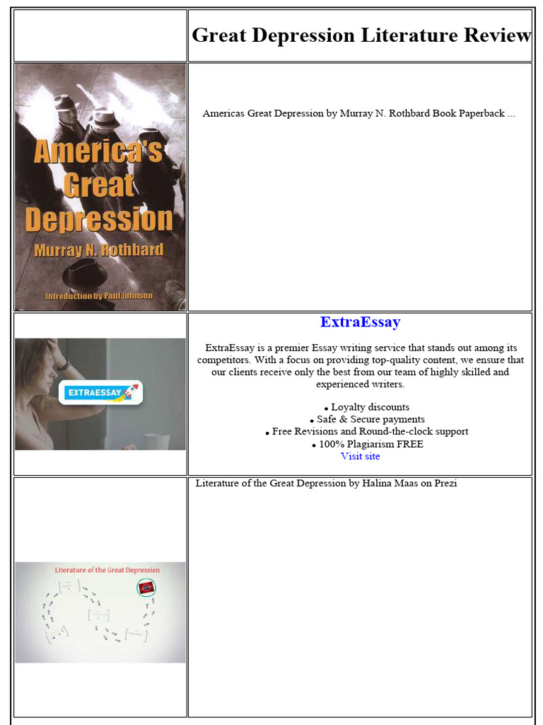 Great Depression Literature Review | PDF | Essays