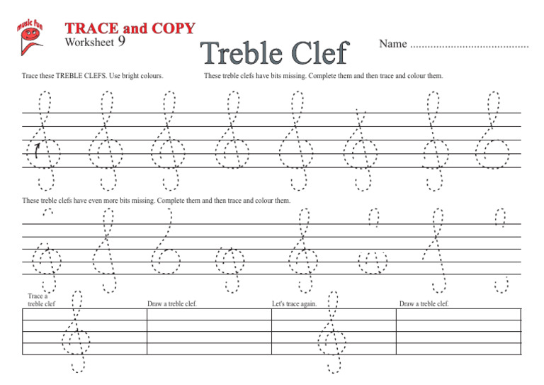Treble Clef Tracing Worksheet | PDF