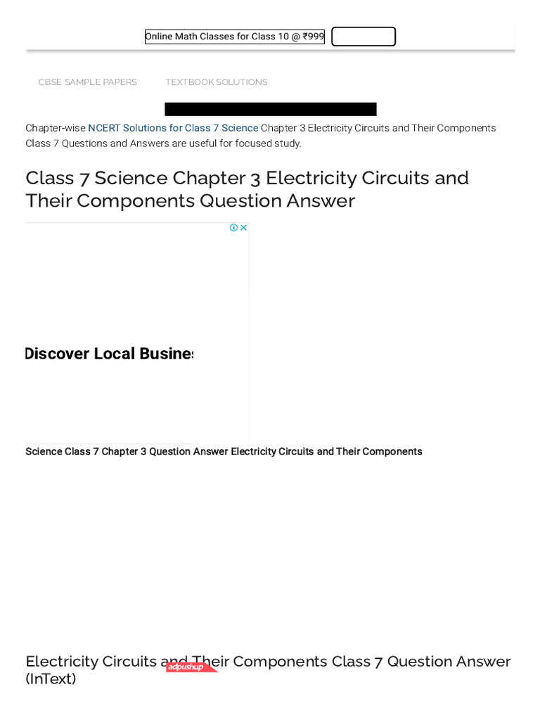 Electricity Circuits and Their Components Class 7 Questions and Answers ...