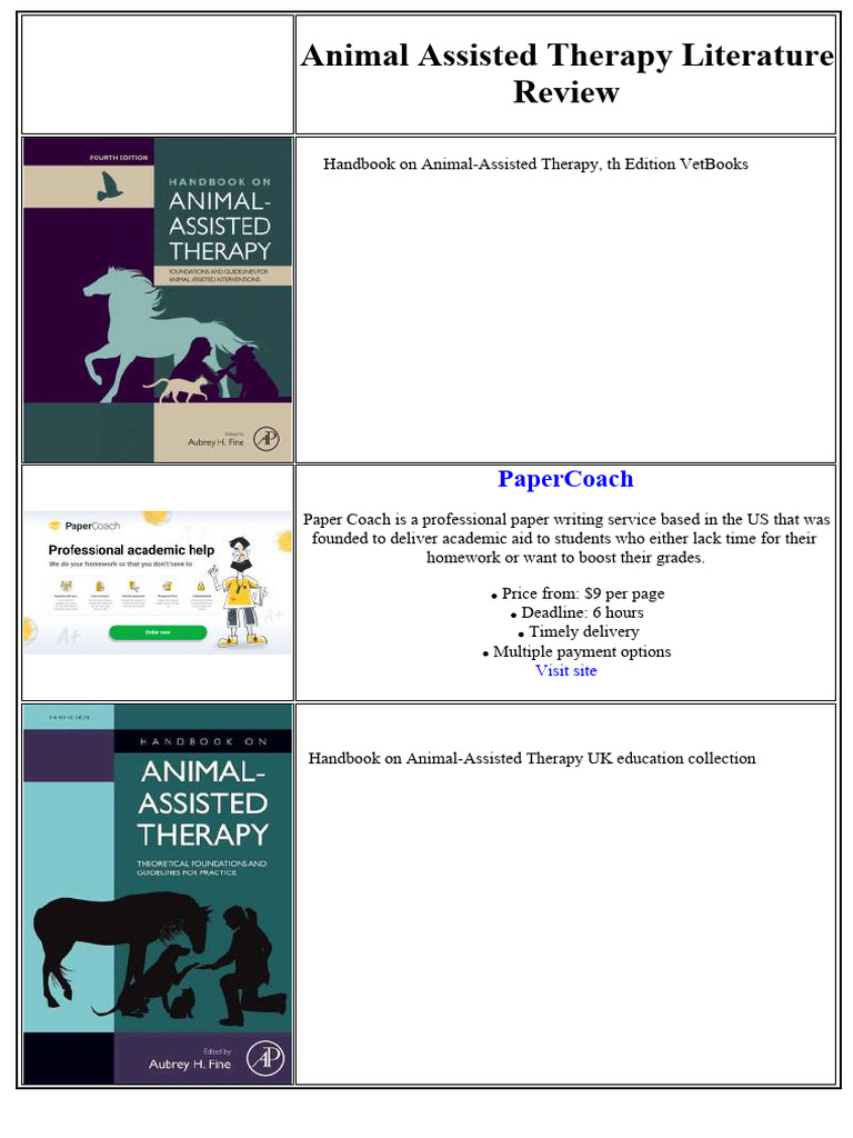 Animal-Assisted Therapy Literature Review | PDF | The Hunger Games ...