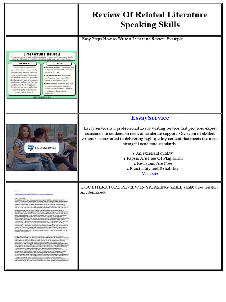 Literature Review on Speaking Skills | PDF | Influenza | Memory