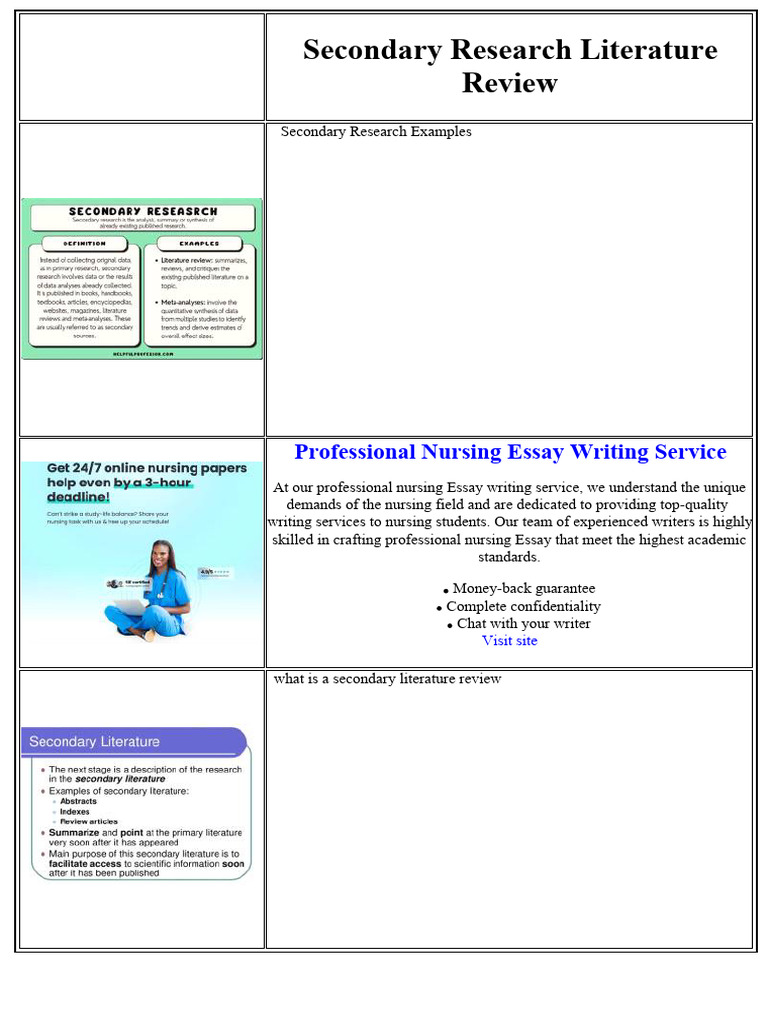 Secondary Research Literature Review | PDF | Essays | Thesis