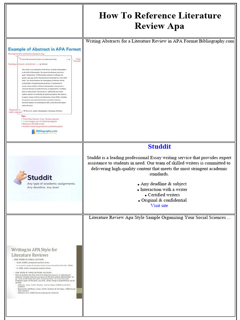 How To Reference Literature Review Apa | PDF | Thesis | Essays