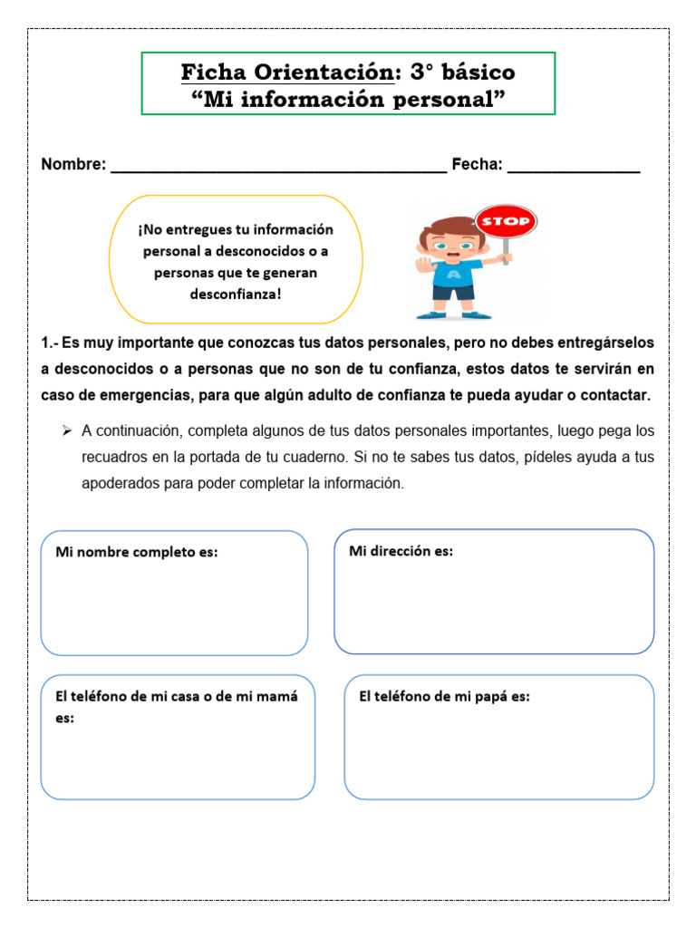 Ficha Orientación 3ro | PDF