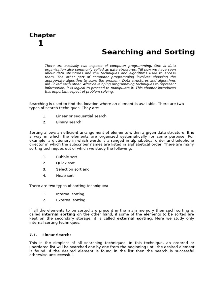 Sorting and Searchng | PDF | Computing | Algorithms And Data Structures