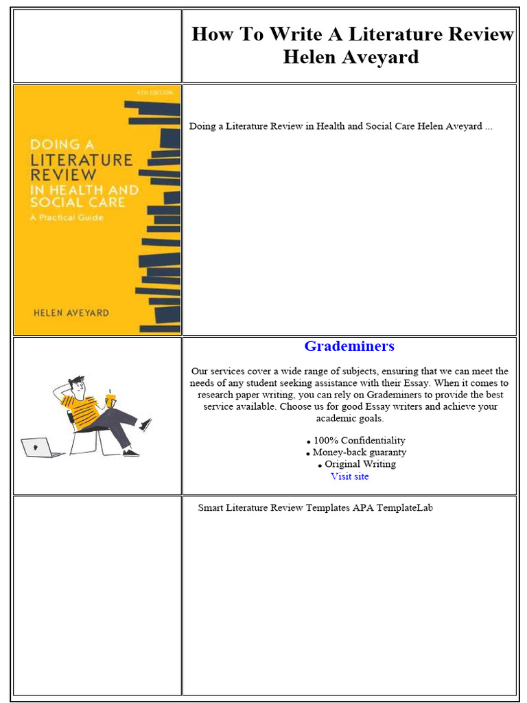 How To Write A Literature Review Helen Aveyard | PDF | Corporate ...