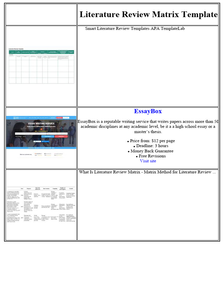 Literature Review Matrix Template | PDF | Essays | Thesis