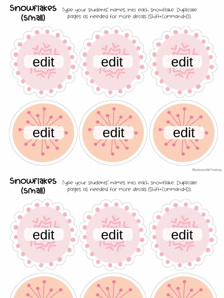 Editable Name Snowflakes | PDF