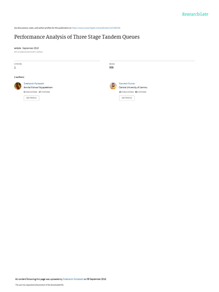 Performance of A 3 Stage Tandem Queue | PDF | Mathematics | Applied Mathematics