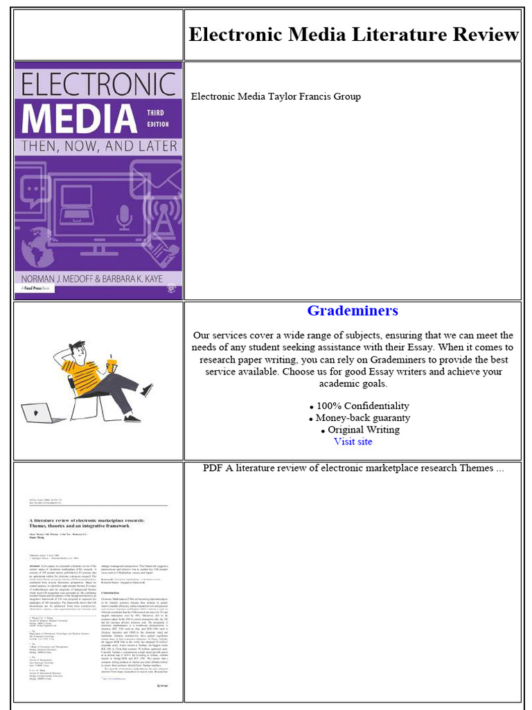 Electronic Media Literature Review Guide | PDF | Systematic Review | Essays