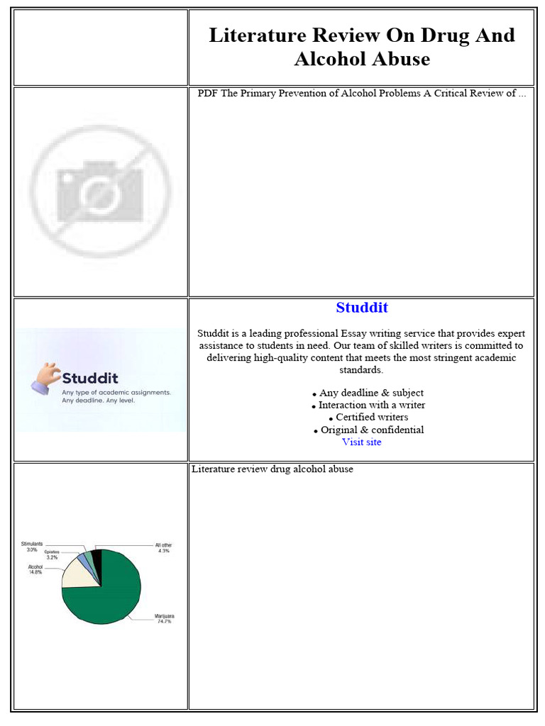 Literature Review On Drug and Alcohol Abuse | PDF | Essays | Nature ...