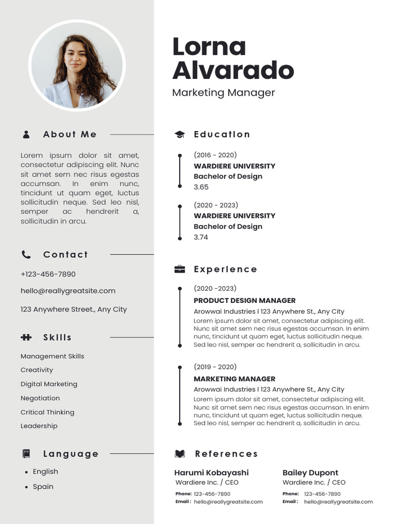 Minimalist Modern Professional CV Resume | PDF
