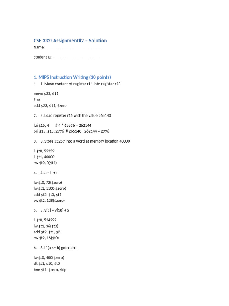 CSE 332 Assignment2 Solution | PDF | Computer Architecture | Computing