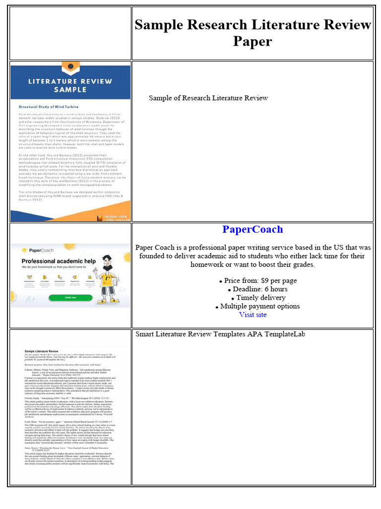 Sample Research Literature Review Paper | PDF | Apa Style | Educational ...