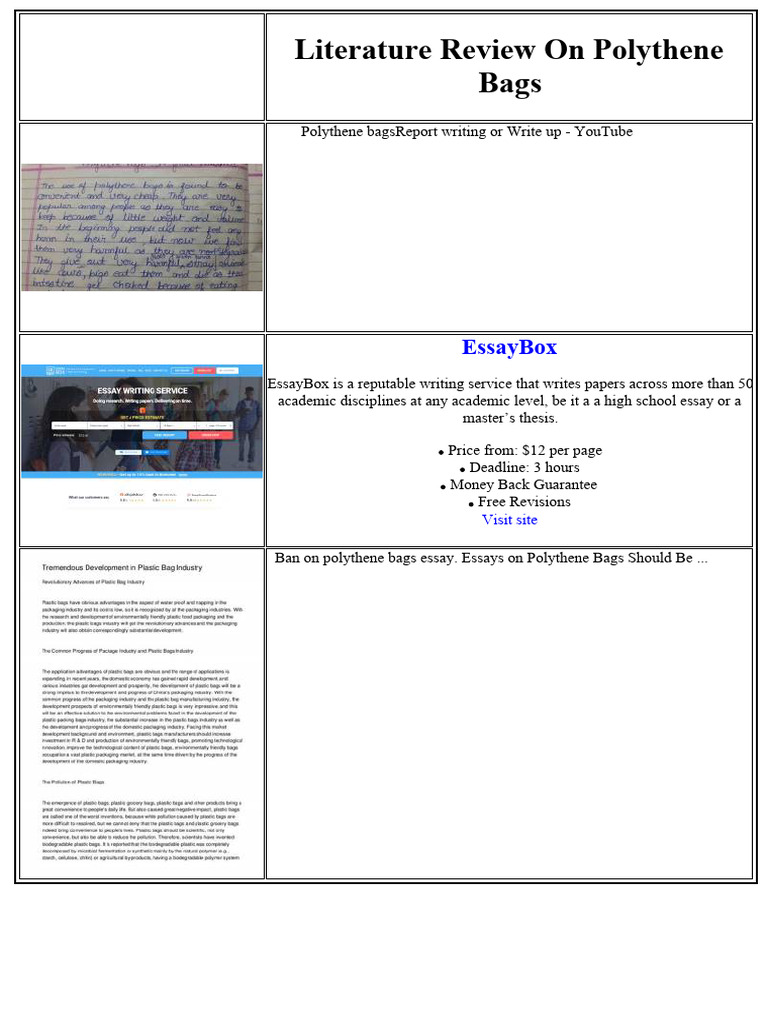 Literature Review on Polythene Bags | PDF