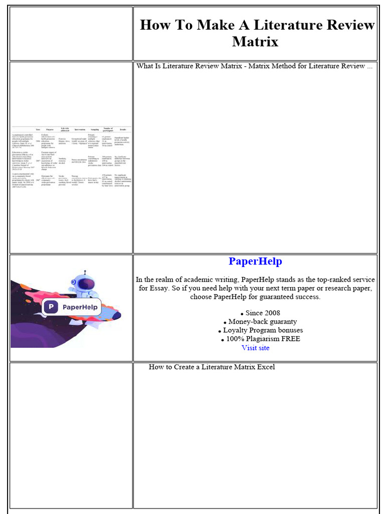 How To Make A Literature Review Matrix | PDF | Essays | Investing