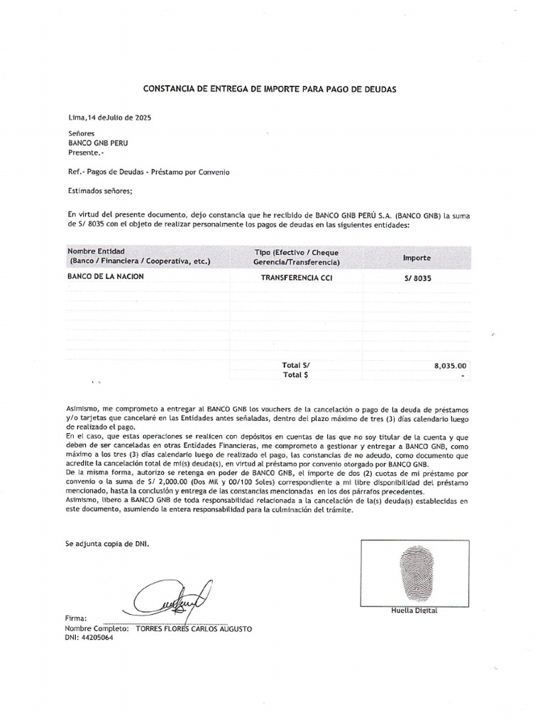 Constancia de Deuda | PDF