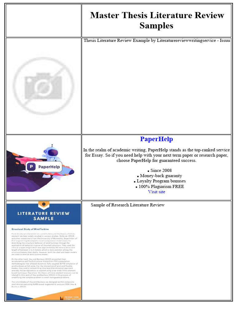 Master Thesis Literature Review Samples | PDF | Thesis | Essays