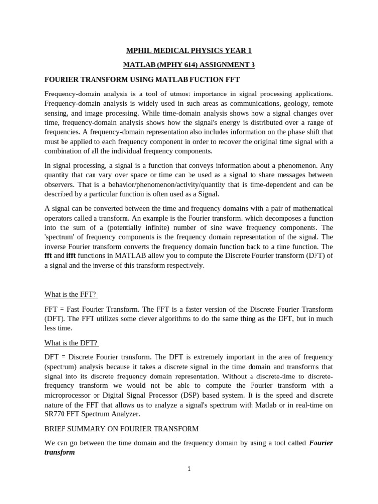 Assignment3 Fourier Transform | PDF | Discrete Fourier Transform | Spectral Density