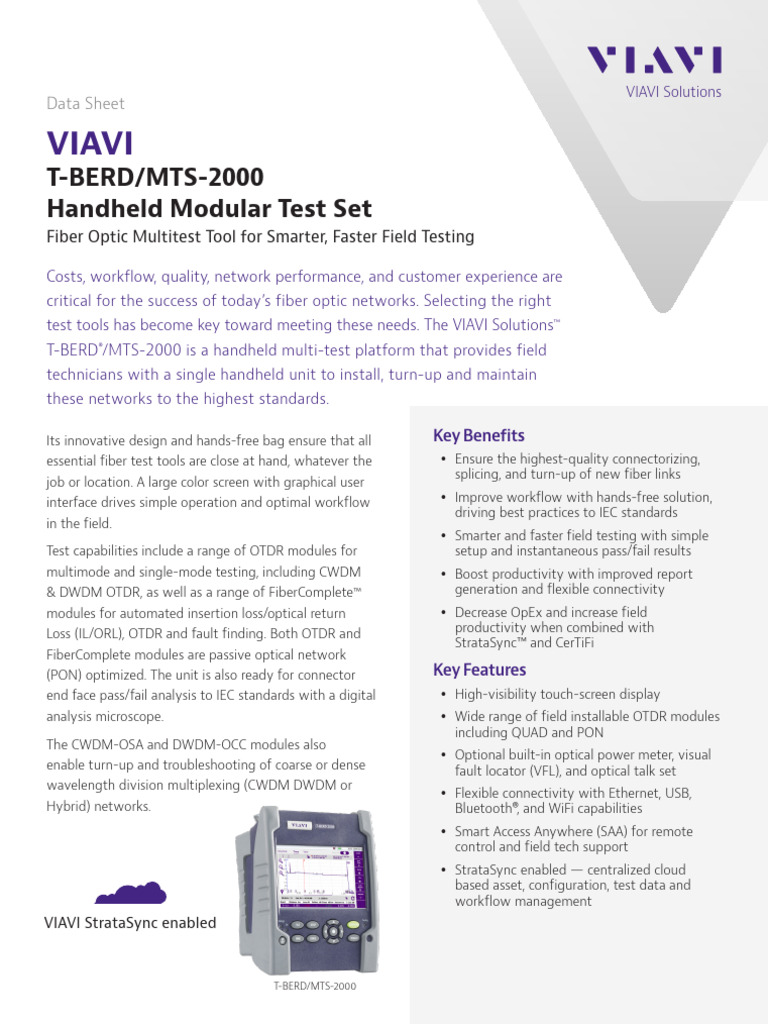 T-BERD/MTS-2000 Fiber Test Tool Overview | PDF | Wavelength Division ...