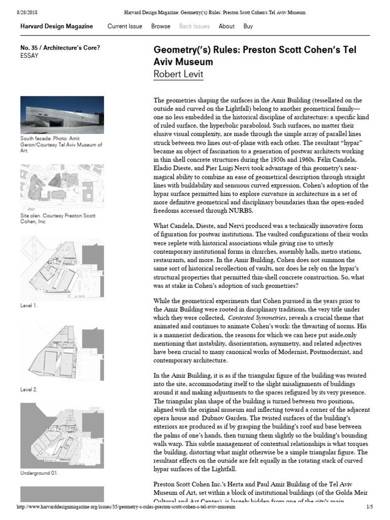 Levit - 2012 - Geometry ('S) Rules Preston Scott Cohen's Tel Aviv | PDF ...