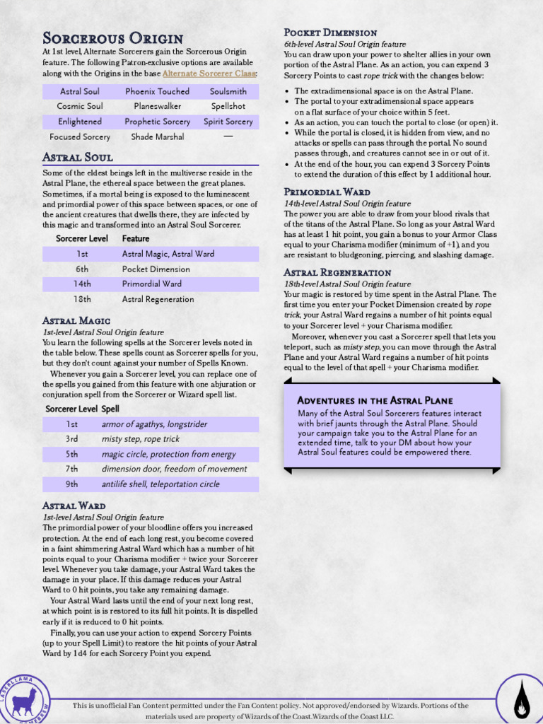 Alternate Sorcerer Origins Explained | PDF