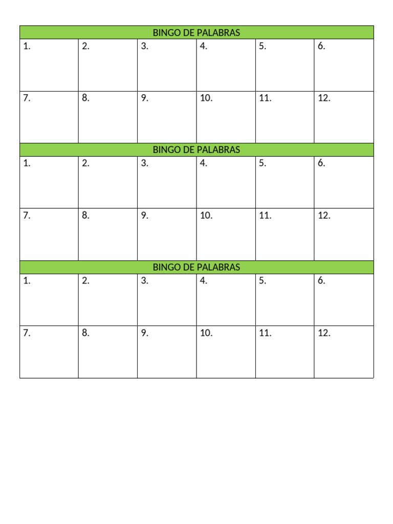 Bingo de Palabras | PDF