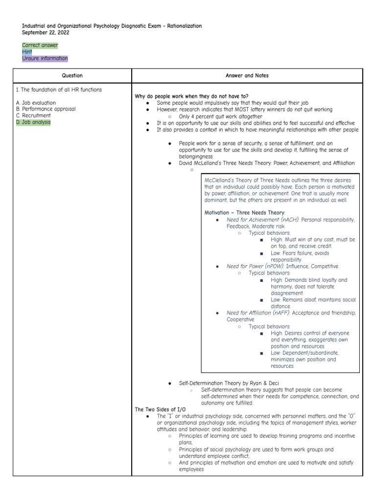 Rationalization Notes IO Psych 9.22 | PDF | Performance Appraisal ...