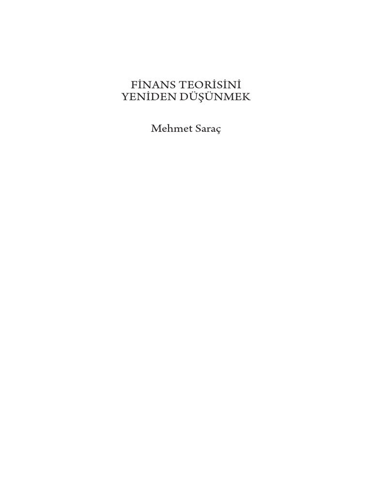 Finans Teorisini Yeniden Dusunmek Ornek Metin | PDF