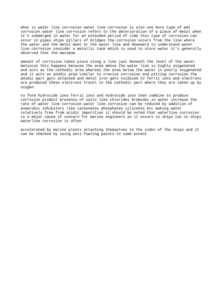 NoteGPT - Water Line Corrosion - Engineering Chemistry | PDF
